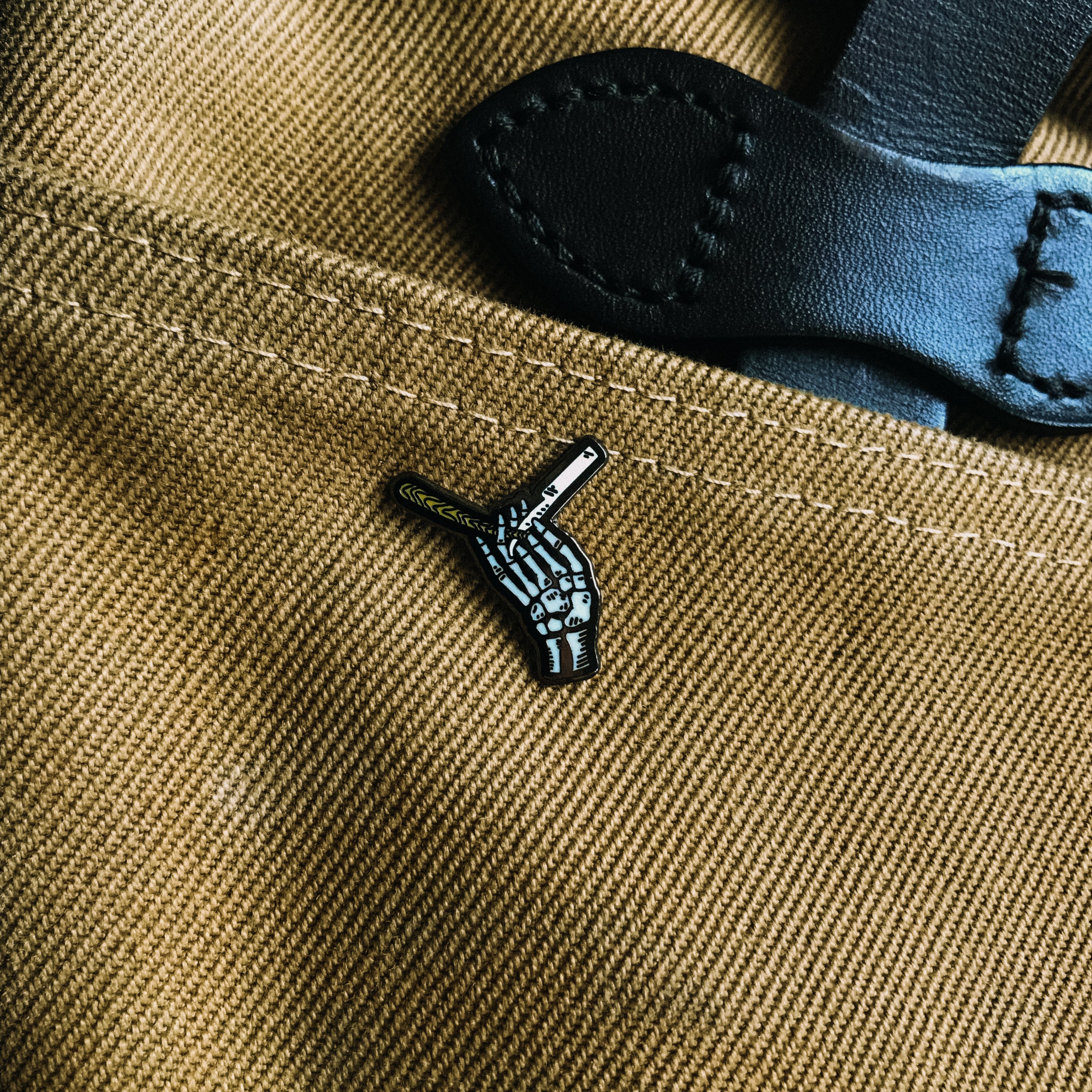 Skeleton Hand and Razor Blade Enamel Pin – Brooklyn Grooming